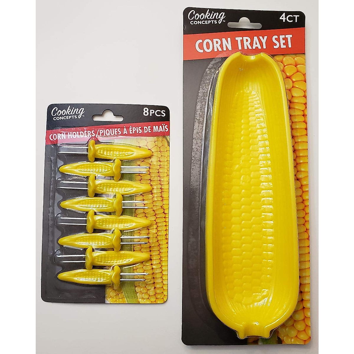 Cooking Concepts Corn on the Cob 4pc tray set & 8pc corn holders BUNDLE