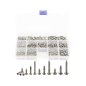 LBY 600pcs M2 M2.2 M2.6 M3 Pan Head Self-Tapping Sheetmetal Screw Assortment Kit, 12 Sizes, 304 Stainless Steel