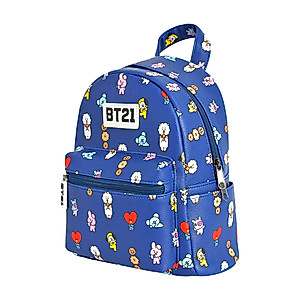 Concept One BT21 LINE FRIENDS Mini Backpack, Small Travel Bag for Men and Women, Blue