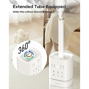 AILINKE Humidifier Large Room, 2.1Gal/8L Humidifiers for Bedroom with Extended Tube, Large Humidifiers 1000 sq.ft. Whole House Cool Mist Humidifier with Night Light, School/Office/Warehouse, White