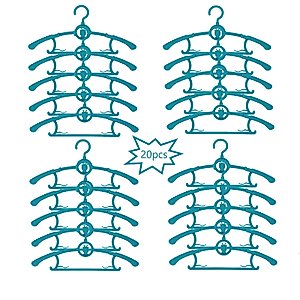 Adjustable Baby Hangers, Plastic Non-Slip Stackable Baby Hanger, Durable & Great as Newborn Kid Child Children Toddler or Infant Clothes Racks for Nursery Closet Wardrobe Pack of 20 (Mint Blue)
