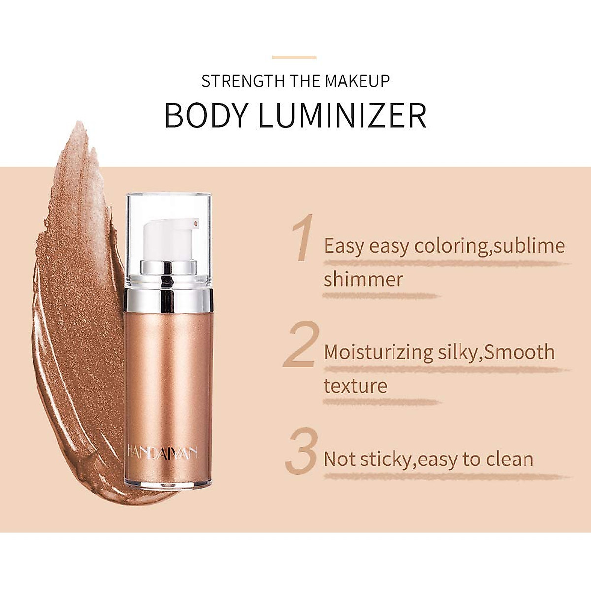 MIESCHER Body Face Luminizer Highlighter Cream Spray Liquid Bronzer Illuminator Glow Glistening Makeup Foundation Cheekbone & Blush Liquid Highlighter Bronzer Smooth Shimmer Glow Makeup(#2 Rose Gold)