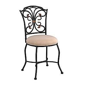 Hillsdale Furniture Sparta Vanity Stool, black with gold highlighted accents