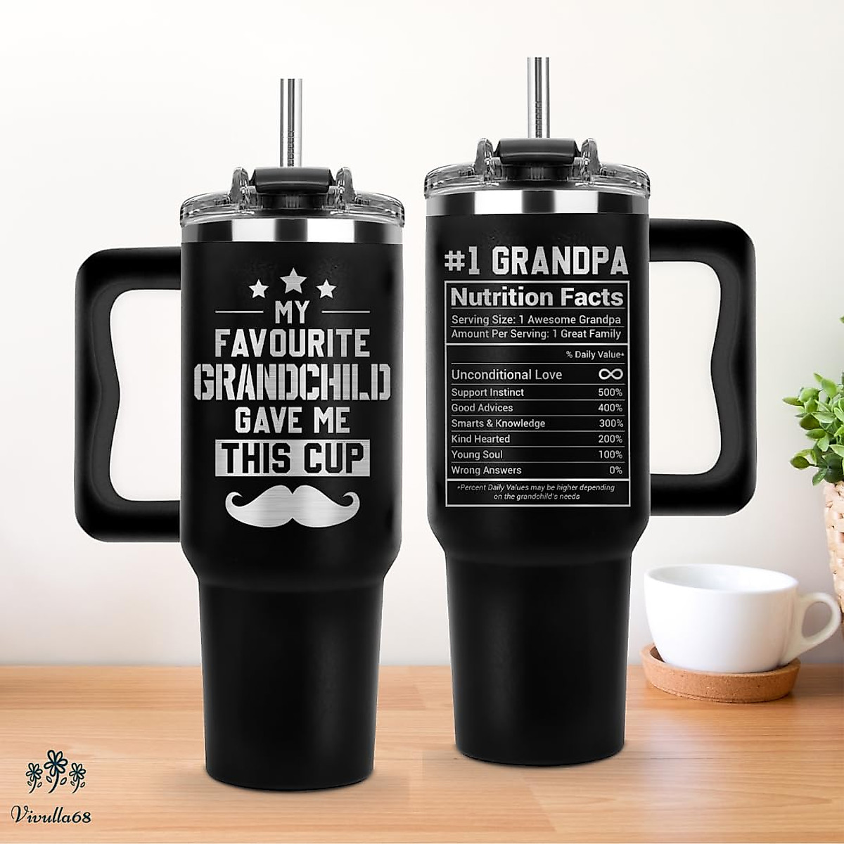 My Favorite GrandChild Gave Me This Cup Tumbler 40Oz - Father Day, Christmas Gift Grandpa, Grandpa Birthday Gifts from Grandkids, Granddaughter, Grandson, Kids - Grandfather Mug, Present for grandpa