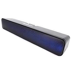 Riptunes Portable Bluetooth Sound Bar with 6 Changing LED Lights, Built-in Mic, Dynamic RGB Stereo Speaker for Desktop/Laptop/Phone/TV, Compatible w/USB/Micro-SD/AUX Line-in - Black