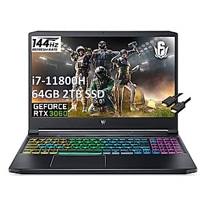 Acer Predator Helios 300 15.6" FHD 144Hz 3ms (Intel Core i7-11800H, 64GB RAM, 2TB SSD, Geforce RTX 3060) IPS Gaming Laptop, RGB Backlit, Thunderbolt, IST HDMI, Windows 11 Home