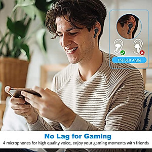 Liwarace Wireless Earbuds - Bluetooth Headphones - Wireless Headphones with Microphone, IPX5 Waterproof 5.2 Stereo Earphones for Gaming Sports Work,Valentines Day Gifts for Him Her + Earhook