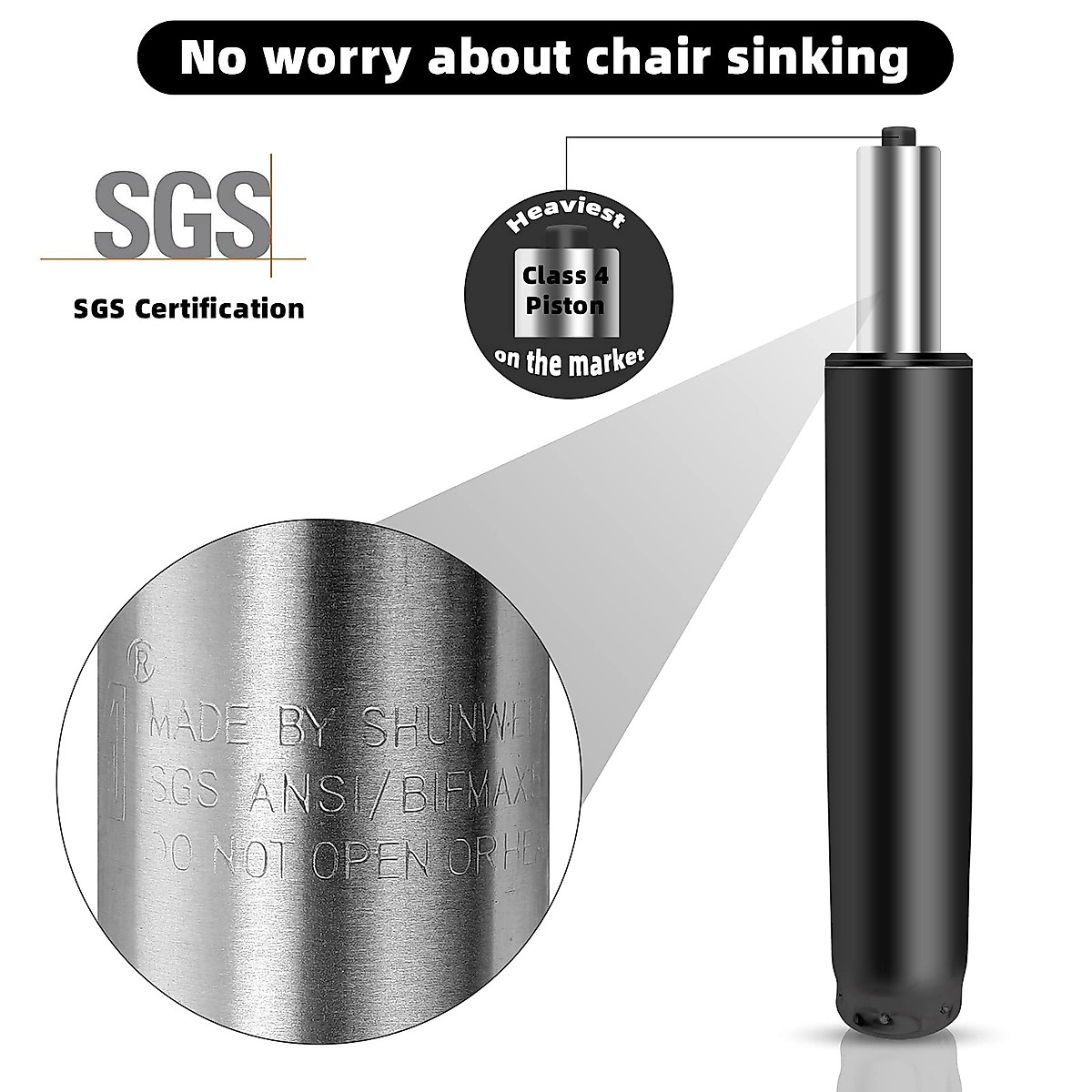 Office Chair Gas Lift Cylinder-Caster Wheels Replacement(Set of 5) for Hardwood Floors and Carpet，28'' Heavy Duty Office Chair Base Replacement