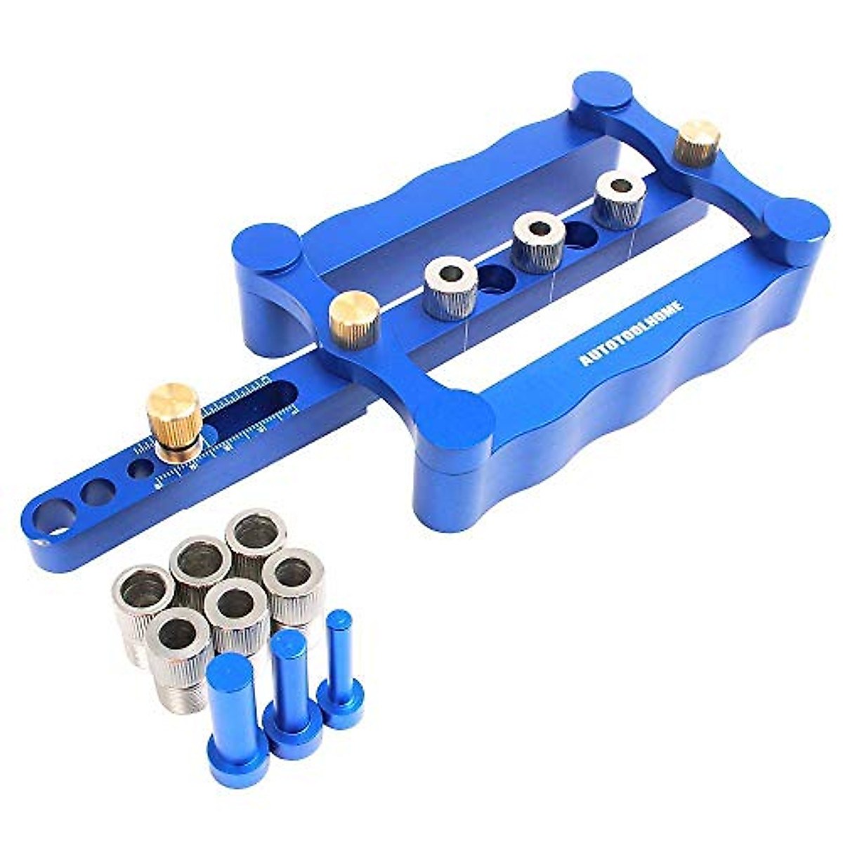 AUTOTOOLHOME Self Centering Doweling Jig Punch Locator Dowel Jig Kit 1/4 3/8 5/16inch Drill Guide Sleeve Tool for Woodworking Joinery