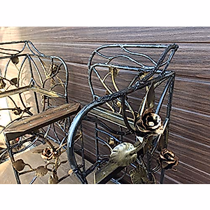 Garden bench consisting of 3 parts made in the technique of the artistic forging, floral decor