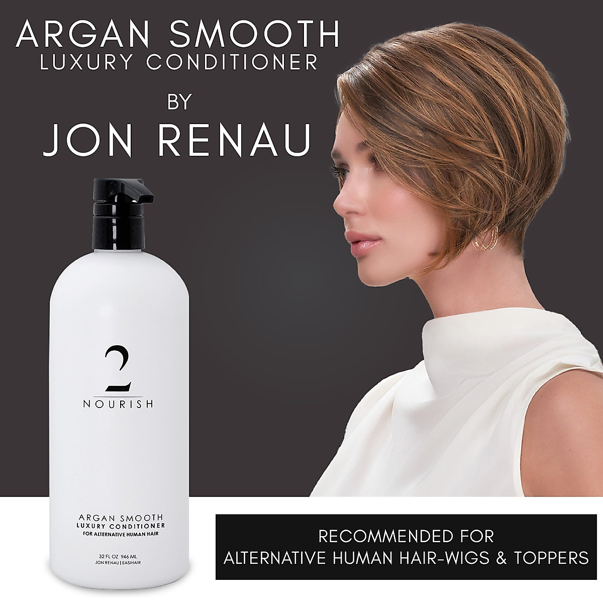 Jon Renau Argan Smooth Luxury Conditioner for Human Hair Wigs, 32 Ounce