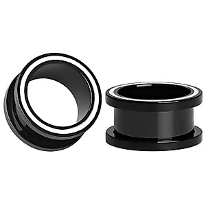 KUBOOZ Ear Plug Tunnel Gauge Stretcher Piercing Simple Black Stainless Steel Screw 00G