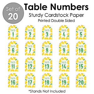 Big Dot of Happiness So Fresh - Lemon - Citrus Lemonade Party Double-Sided 5 x 7 inches Cards - Table Numbers - 1-20