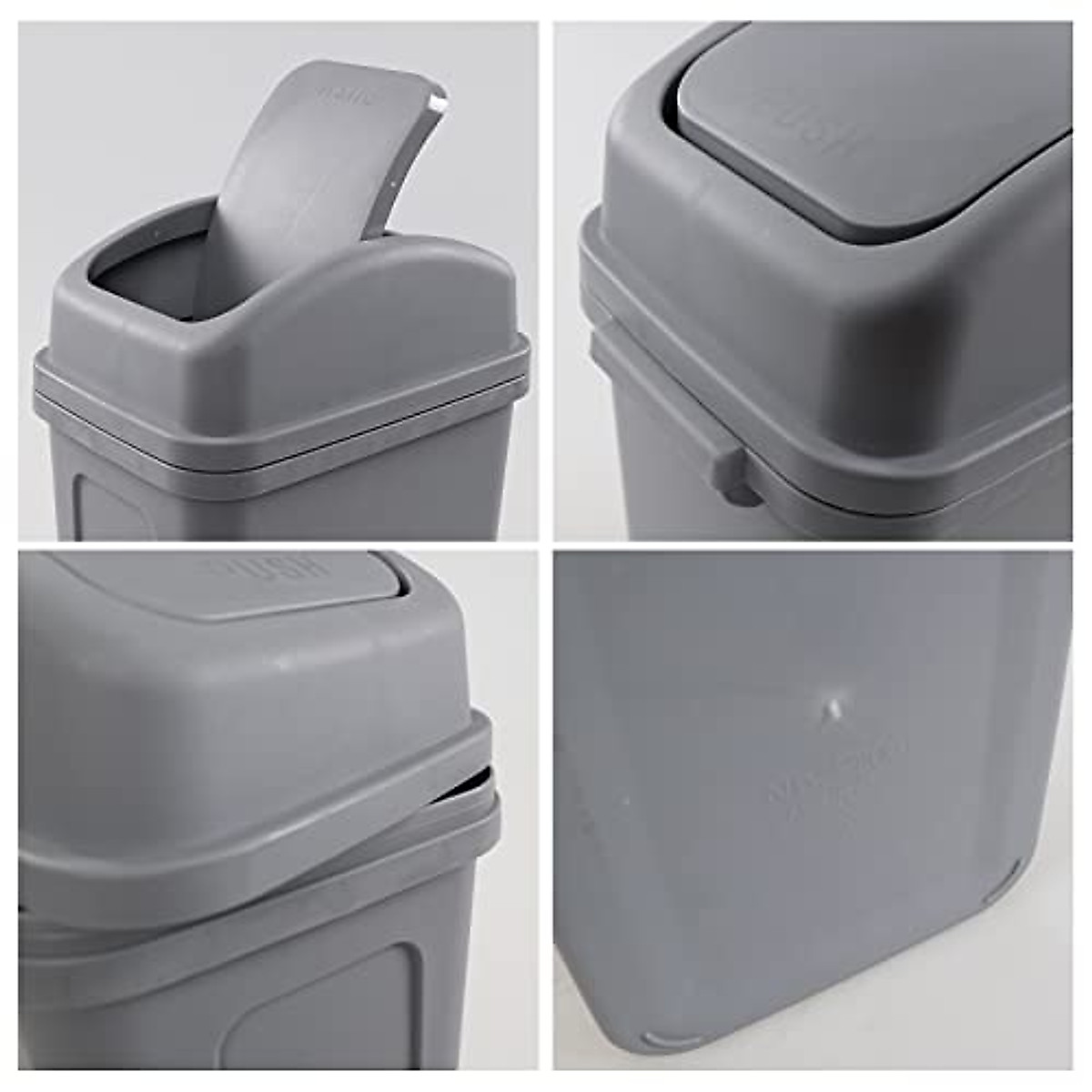 HOMMP 2 Gallon Small Swing Lid Trash Can, Swing-Top Garbage Can, Gray