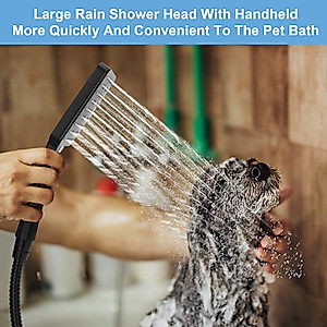 Handheld,Rain Black Square shower head with Hose,High Pressure 6 Spray Settings Rainfall Detachable shower heads Set with 59" Stainless Steel Hose/Bracket/Shower Loofahs/Tape