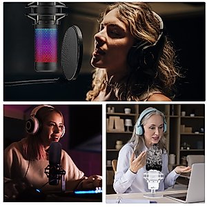 Pop Filter for Hyperx Quadcast,3 in 1 Quadcast S Mic Pop Filter + Furry Windscreen+ Foam Mic Cover for Hyperx Microphone,Professional Noise Reduction QuadCast Pop Filter Set by ChromLives, Combo 3Pack