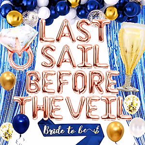LaVenty Last Sail Before The Veil Bachelorette Decorations Last Sail before the Veil Bachelorette Decorations Nautical Bridal Shower Decorations Bachelorette Balloons