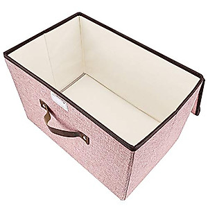 LeFroom 2 Pack Foldable Storage Boxes with Lid and Handles, Cotton and Linen Storage Bins and Baskets Organizer for Nursery, Closet, Bedroom, Home(Red)