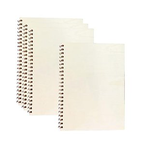 4 Pack A4 Wood Cover Jounal Notebook 80 Pages Sketchbook 9x12 Inch Unlined Spiral Notebook for Crafts