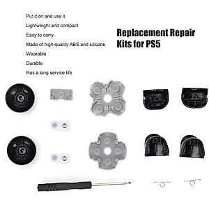 PS5 Controller Replacement Parts Kit for PS5 Handle Conductive Rubber Pad Rocker + 3D Plastic Cap + L12 Replacement Buttons Set Repair Kit