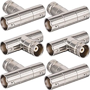 Warmstor 6-Pack BNC Female to BNC Dual Female Adapter Splitter BNC Cable 3-Way Connector for for Antenna CCTV DVR Camera