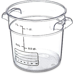 Carlisle FoodService Products 1076107 StorPlus Polycarbonate Round Container, 1 Quart Capacity, Clear (Case of 12)