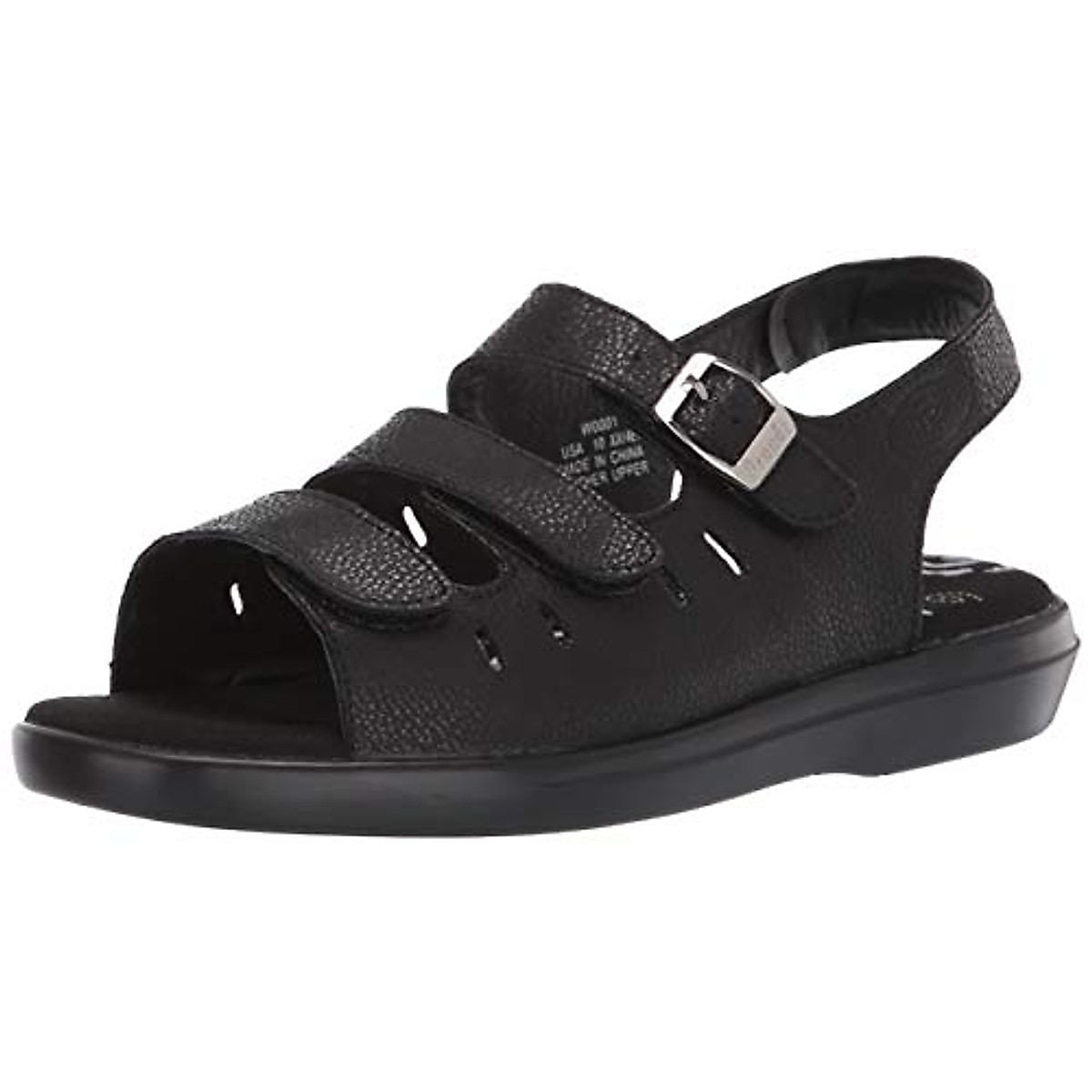 Propét Women's Breeze Walker Sandal, Black Pearl, 9.5 X-Narrow