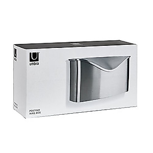 Umbra 460322-592 Postino Wall-Mount Mailbox, Stainless Steel