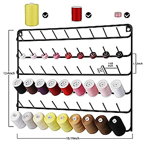 Thread Holder Wall 54 Spools Thread Rack Embroidery Spool Thread Organizer Wall Mounted with Hanging Tools for Quilting Black Metal
