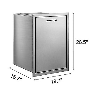 RYFT 19.7W x 26.5H Inch Outdoor Kitchen Trash Drawer with 11.8 Inch Trash Bag Ring,Stainless Steel Outdoor Kitchen Drawers for Outdoor Kitchen,BBQ Island