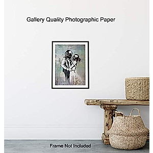 Banksy Diver Lovers Graffiti Picture - 8x10 Photo - Chic Decor for Beach House, Lake Home, Dorm - Cool Street Art Gift - Unframed Poster Print