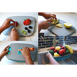 Cutting Board with Foldable Colander 10-in-1 Multipurpose Set Sturdy Compact Space-Saving Easy Cleaning Machine Washable Ideal for Kitchen Apartments Dorms Parks Picnics Beach Camping Travel RVs