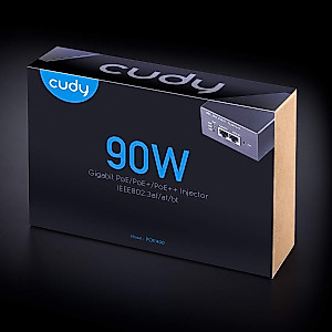 Cudy POE400 90W Gigabit Ultra PoE++ Injector Adapter, IEEE 802.3 bt /802.3at/802.3af Compliant, Up to 90W Ultra Power Supply, 10/100/1000Mbps Shielded RJ-45, Plug & Play, Metal housing