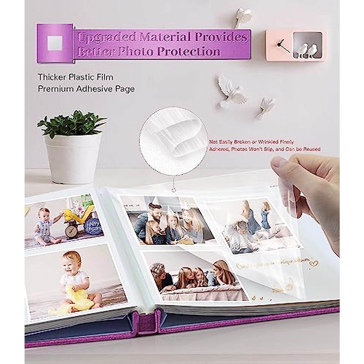 Artfeel Photo Album Self Adhesive Scrapbook Album for 3x5 4x6 5x7 8x10 Pictures,40 Pages Linen Cover with Display Window DIY Photo Book,Ideal Gifts for Family Travel Wedding Baby