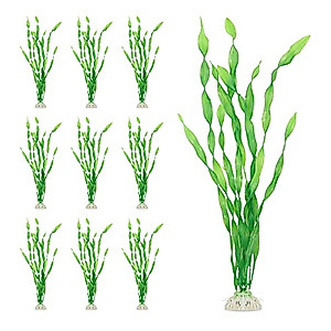 Zodaca Artificial Aquarium Plants for Fish Tanks and Aquariums (Green, 12 in, 10 Pack)