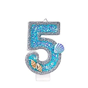 NKADKNS Birthday Candles, Number Candles (0-9) That Can Be Used in Combination. with Decorations Like Sea Shells, Conch, Pearls and More, Supplies for Anniversaries and Other Celebrations (5)