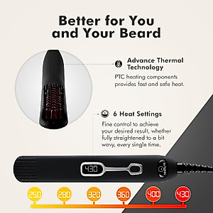 Aberlite EDC - Premium Beard Straightener Brush for Men - Professional Straightening Tool Heated Comb - Beard Kits for Men - Beard Kits Gift Sets Men - Beard Grooming Kit for Men Gift Set (Black)