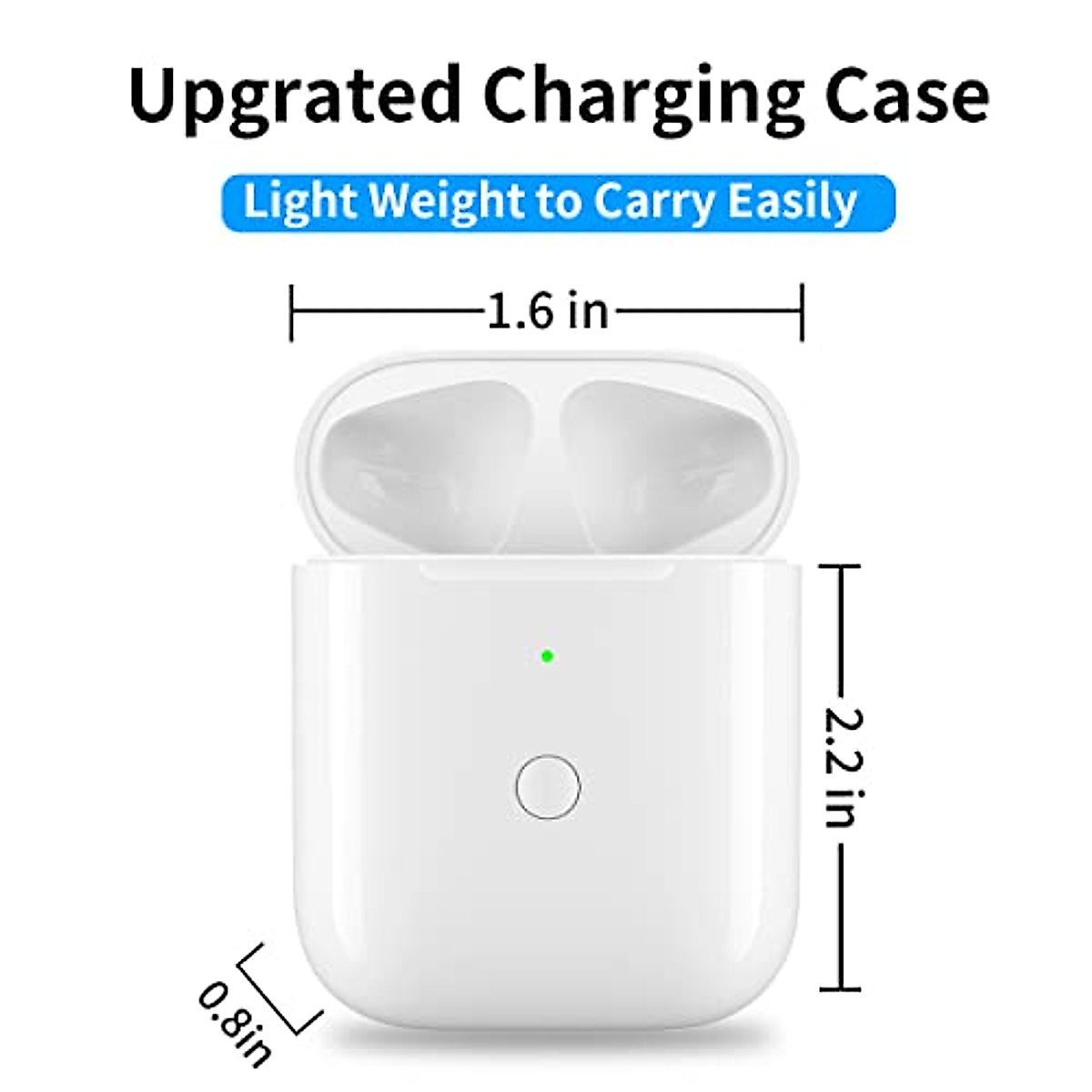 Wireless Charging Case Compatible for AirPods 1/2, Charger Replacement Cases Compatible with AirPods 1/2, Support Bluetooth Pairing and Sync Button(Earbuds Not Included)