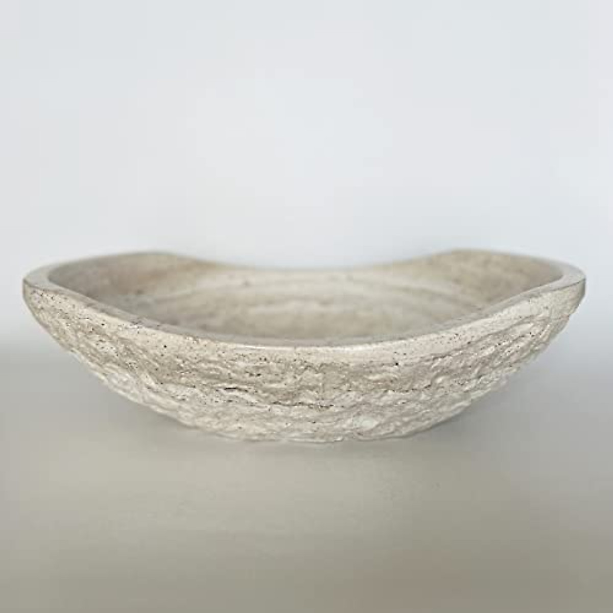 EDUPET Tan Travertine Chiseled Stone Bathroom Vessel Sink - Oval Canoe Shape - 100% Natural Marble, Hand Carved - Free Matching Soap Tray
