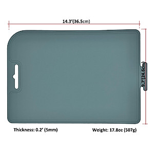cozymomdeco Korean Made Thick Silicone Double-Sided Usable Cutting Board 14.3" x 9.7" Foldable Design Drip Groove Grip Handle Dishwasher Safe 1PCS (Mint)