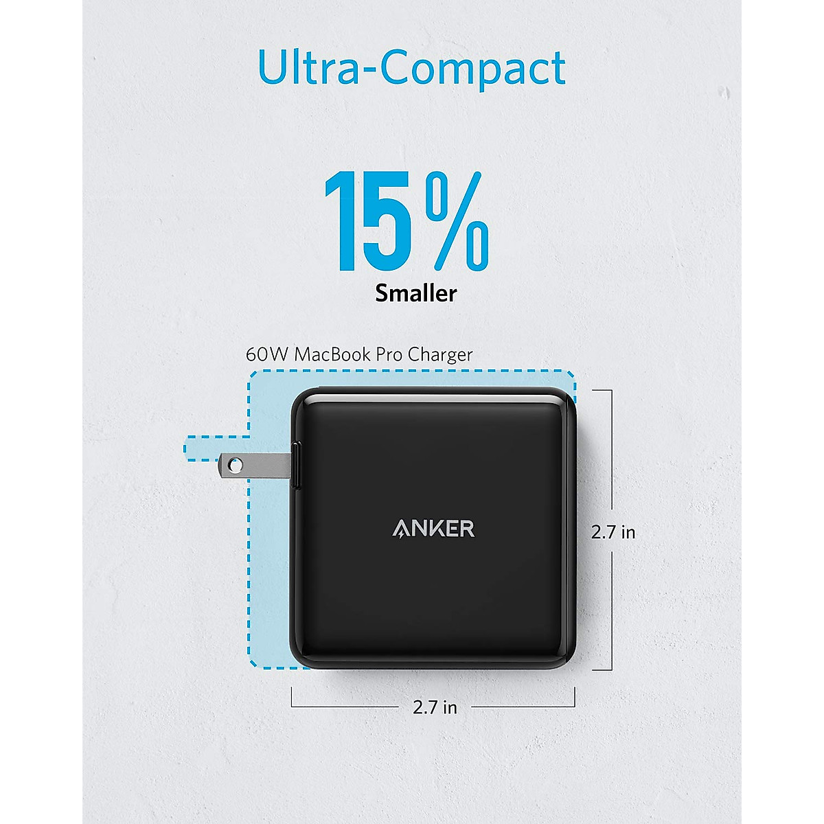 Anker 60W 2-Port USB C Charger, PowerPort Atom PD 2 [GAN Tech] Compact Foldable Wall Charger, Power Delivery for MacBook Pro/Air, iPad Pro, iPhone 11 / Pro/Max/XR/XS/X, Pixel, Galaxy, and More