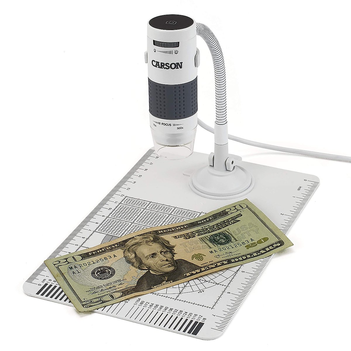Carson eFlex 78x/324x Effective Magnification (Based on a 27" monitor) LED Lighted USB Digital Microscope with Flexible Stand and Base (MM-840) , White