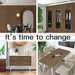 Oxdigi Wood Contact Paper for Cabinets Self-Adhesive Film for Kitchen Countertop Peel & Stick Wallpaper Waterproof Removable 16 x 79 inches Dark Brown