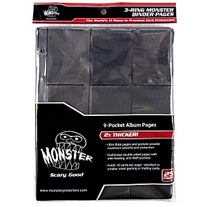 Monster 9 Pocket Trading Card Album Pages(25 Pk)- Strong Pocket for Standard 3-Ring Binder, Anti-Theft & Anti-Drop TCG Side-Loading Protector, Holds 450 Cards, Compatible w Major Brand, Christmas Gift