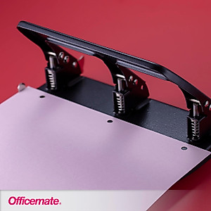 Officemate Medium Duty 3 Hole Punch with Ergonomic Handle, 30 Sheet Capacity, Black (90088)