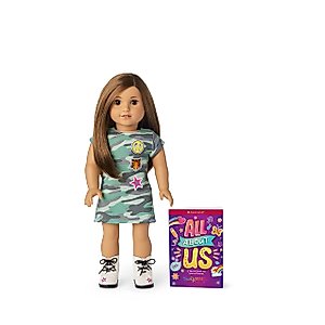American Girl Truly Me 18-inch Doll #107 with Brown Eyes, Brown Hair, Light-to-Medium Skin, Camo T-shirt Dress, For Ages 6+