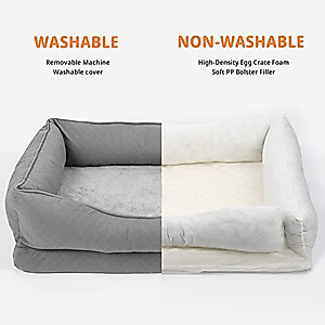 Dog Bed, Orthopedic Bolster Dog beds for Large Dogs, Egg Crate Foam Sofa with Removable Washable Bed Cover, Nonskid Bottom Couch, Pet Beds for Large&Extra Large Dogs