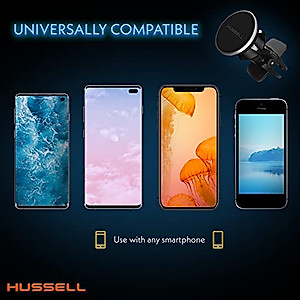HUSSELL Mongoora Air Vent Car Phone Mount Holder - Magnetic Cell Phone Car Mount Universal for Any Smartphone, iPhone, Android - Rotating Car Phone Holder - Stocking Stuffers, White Elephant Gift