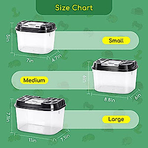 Plastic Reptile Terrarium, Nobleza Reptile Tank with Handle for Lizard Hermit Crab Turtle, Portable Reptile Enclosure for Tarantula Spider Tortoise Cricket, Medium Critter Keeper for Small Animal