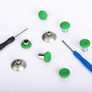 8 in 1 Metal Thumbsticks Joysticks Replacement, Swap Magnetic Analogue Stick Grips Buttons Parts with Repair Kit Accessories Compatible with Xbox one Elite Series 1/ PS4(Green)